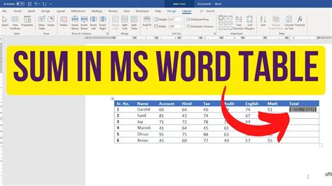 How To Sum In MS Word MS Word Sum Shortcut YouTube
