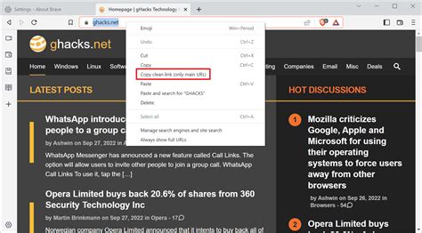 brave has a new copy clean link feature ghacks tech news