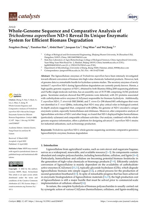 Pdf Whole Genome Sequence And Comparative Analysis Of Trichoderma Asperellum Nd 1 Reveal Its