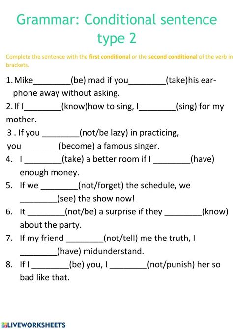 Conditional Sen… Free Interactive Worksheets 95496