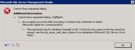 the transaction log for database tempdb is full sap community
