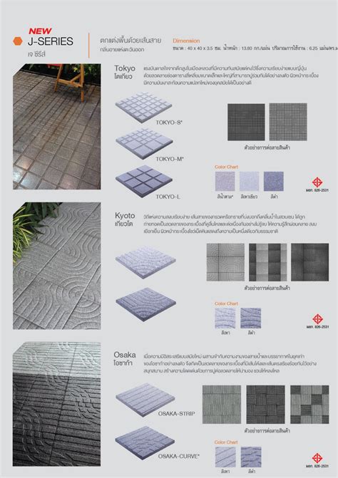 กระเบื้องคอนกรีตปูพื้น เอสซีจี รุ่น เจ ซีรีย์ ลายโตเกียว แอล สีน้ำตาล กระเบื้องปูพื้น รุ่น