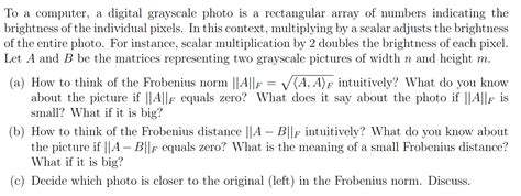 Solved To A Computer A Digital Grayscale Photo Is A