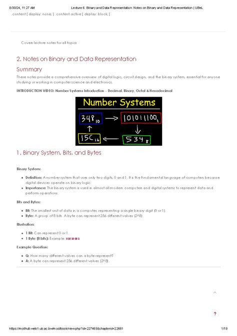 Lecture 6 Binary And Data Representation Notes On Binary And Data