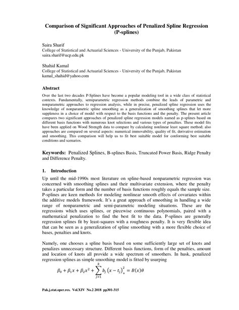 Pdf Comparison Of Significant Approaches Of Penalized Spline Regression P Splines