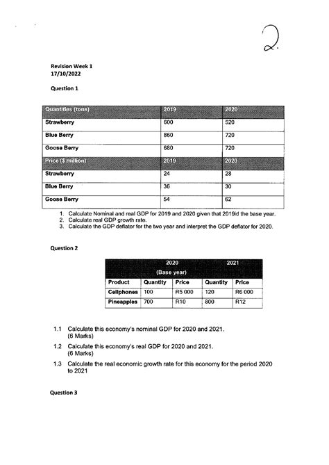Gdp Calculations Gdp Calculation Questions Several Questions