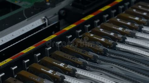 Close Up Of Details Of Automatic Smd Pick And Place Machine During Work Creative Stock Video