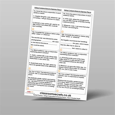 Year 3 Using Conjunctions To Express Place Varied Fluency Resource Classroom Secrets