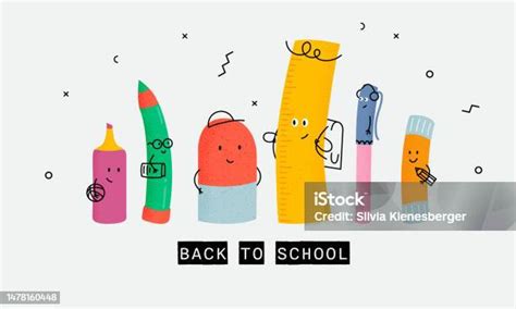 학교로 돌아 가기 재미있는 손으로 그린 캐릭터 디자인 학생 포스터 배경 또는 표지에 대 한 학생에 대 한 좋은벡터 디자인 초등