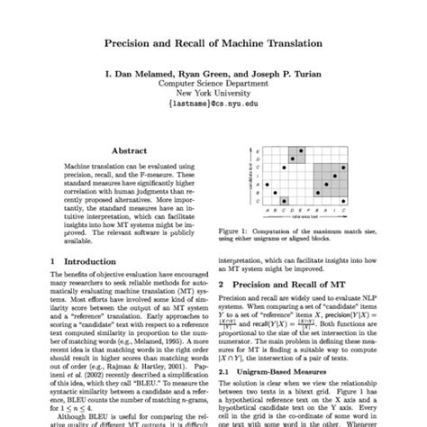 Precision And Recall Of Machine Translation Acl Anthology