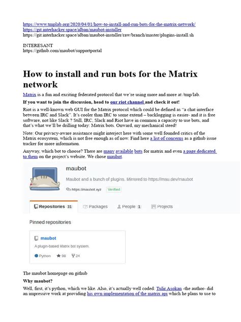 install maubot for matrix pdf zip file format internet relay chat
