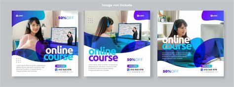 온라인 코스 소셜 미디어 팩 템플릿 프리미엄 벡터 프리미엄 벡터