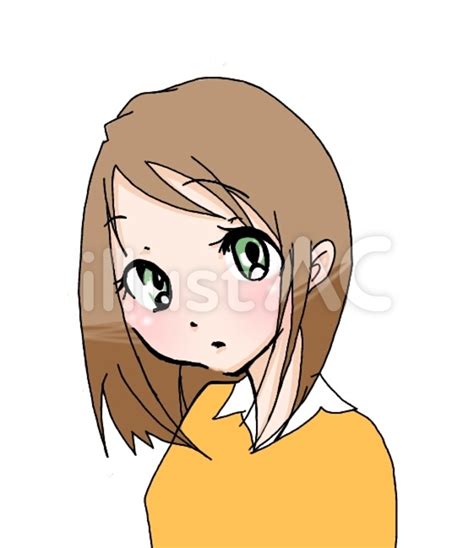 首をかしげ見つめる女の子イラスト No 1203932／無料イラスト フリー素材なら「イラストac」