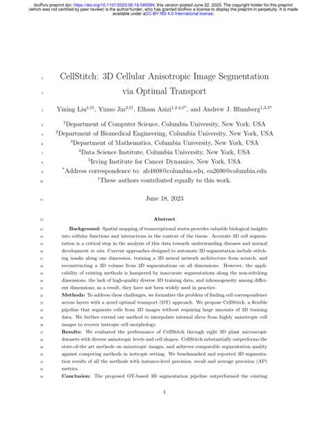 Pdf Cellstitch 3d Cellular Anisotropic Image Segmentation Via Optimal Transport