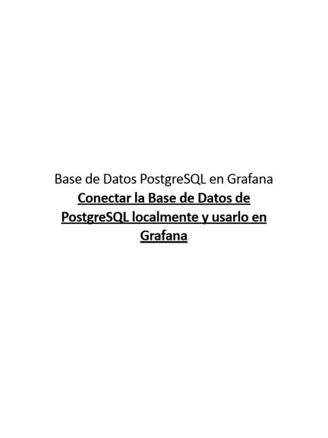 integrar base de datos postgresql en grafana descargar gratis pdf
