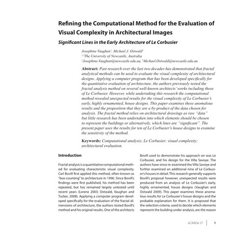 Pdf Refining The Computational Method For The Evaluation Of Visual Complexity In Architectural