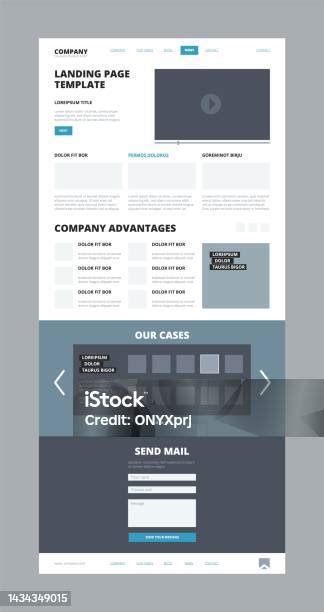 웹 사이트 방문 구조 바닥글 및 머리글 페이지 템플릿 연락처 블로그 뉴스 비디오 옵션 구성표 웹 사이트 와이어프레임 벡터 디자인 바닥글 디자인 요소에 대한 스톡 벡터 아트
