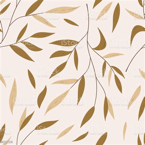 손으로 그린 컬러 잎으로 매끄러운 꽃 귀여운 가을 배경 열대 갈색 가지 현대 꽃 구성 벽지 포스터 카드 직물 직물에 대한 패션 벡터 스톡 일러스트레이션 0명에 대한 스톡