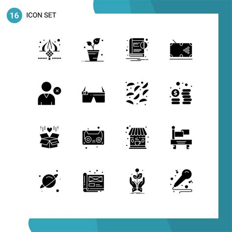 User Interface Pack Of 16 Basic Solid Glyphs Of Play Table Nature Pool Notification Editable