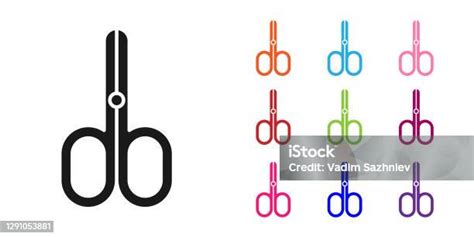 흰색 배경에 격리 된 검은 가위 아이콘 공구 표지판을 절단합니다 다채로운 아이콘을 설정합니다 벡터 가위에 대한 스톡 벡터 아트 및 기타 이미지 Istock