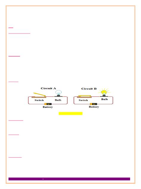 Lab Activity Class 6 Electricity And Circuits Pdf