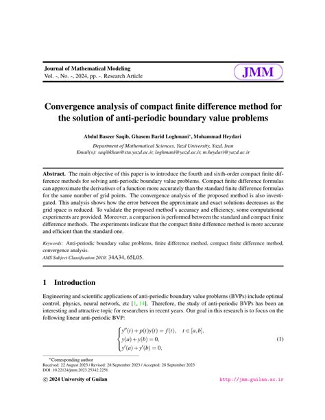 Pdf Convergence Analysis Of Compact Finite Difference Method For The