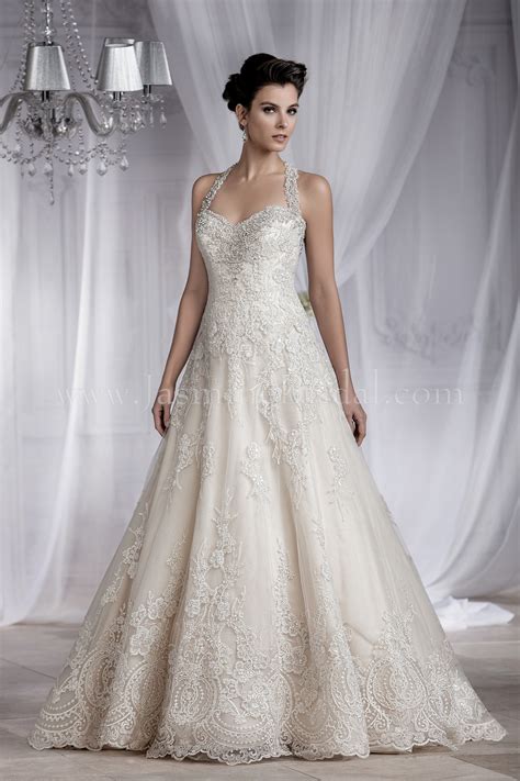 V Neck Lace Top Wedding Dress