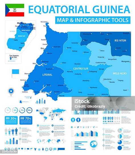 데이터 시각화 요소가 있는 적도 기니 인포그래픽 지도 적도 기니의 벡터 지도 0명에 대한 스톡 벡터 아트 및 기타 이미지 0명 국가 지도 기 Istock