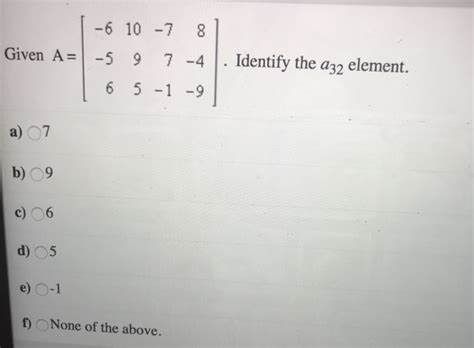 Solved Given A Identify The A Element Chegg Com