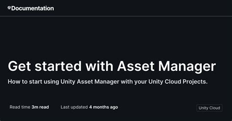 get started with asset manager unity cloud
