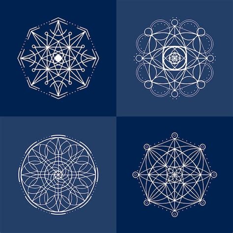 손으로 그린 신성한 기하학 요소 컬렉션 무료 벡터