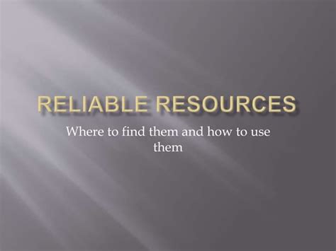 Reliable Sources Ppt