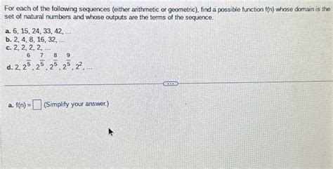 Solved For Each Of The Following Sequences Either Chegg Com
