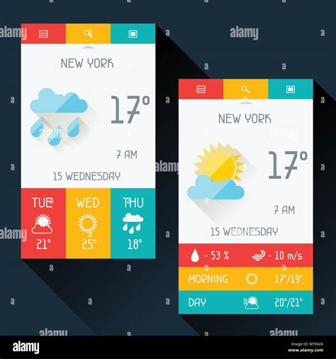 Weather Widget In Flat Design Style Stock Vector Image And Art Alamy