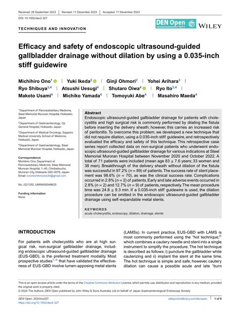 Pdf Efficacy And Safety Of Endoscopic Ultrasound‐guided Gallbladder