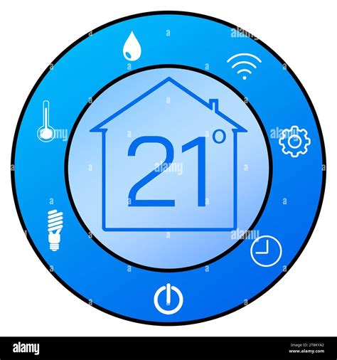 Smart Home System Thermostat Display Showing Ambient Temperature In Celsius Scale And Different