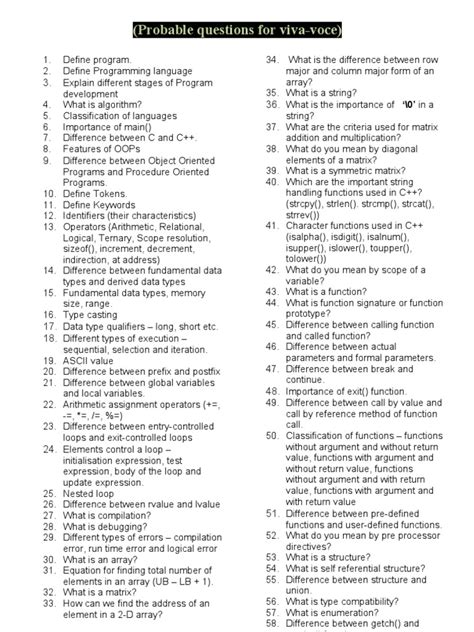 Viva Voce For Class Xii Computer Science Cbse Pdf Constructor