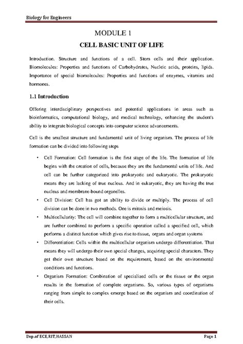 module 1 cell basic unit of life module 1 cell basic unit of life introduction structure and