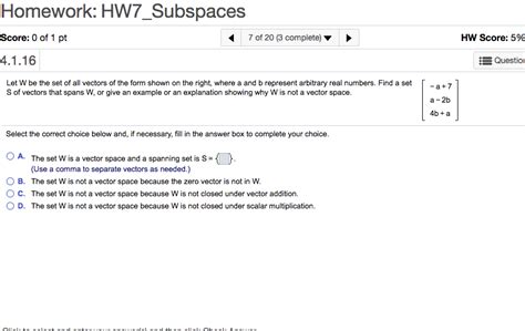 Solved Let W Be The Set Of All Vectors Of The Form Shown On Chegg