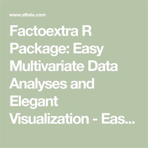 Factoextra R Package Easy Multivariate Data Analyses And Elegant