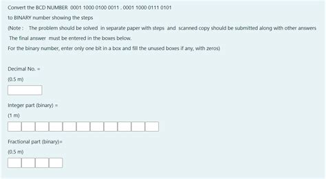 Solved Convert The Bcd Number 0001 1000 0100 00110001 1000