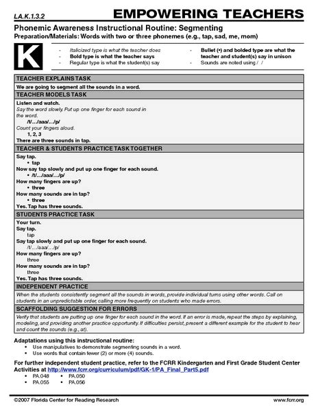 phonics segmenting words with two or three phonemes lesson plan for kindergarten lesson planet