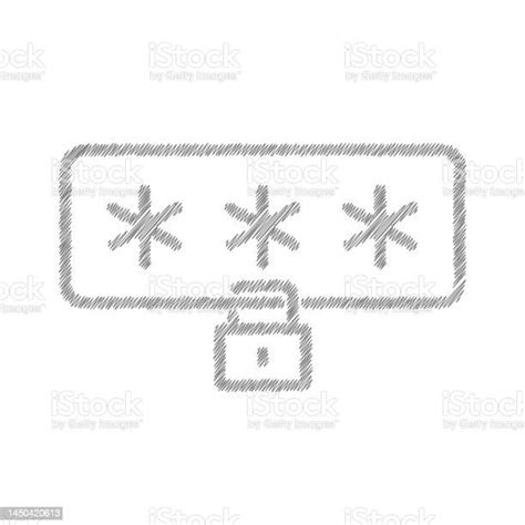 Password Field White Sketch Vector Icon Protection Secure Access Symbol