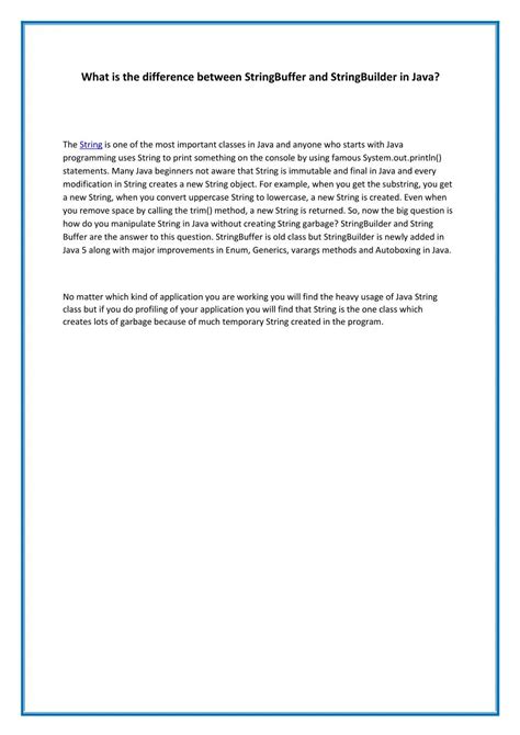 Ppt What Is The Difference Between Stringbuffer And Stringbuilder In
