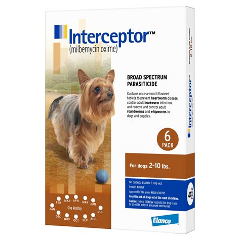 Interceptor Chewable Tablet For Dogs 2 10 Lbs Brown Box