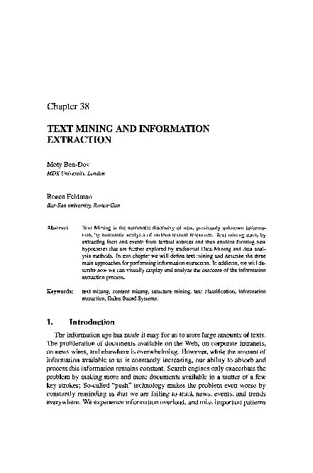 Pdf Text Mining And Information Extraction