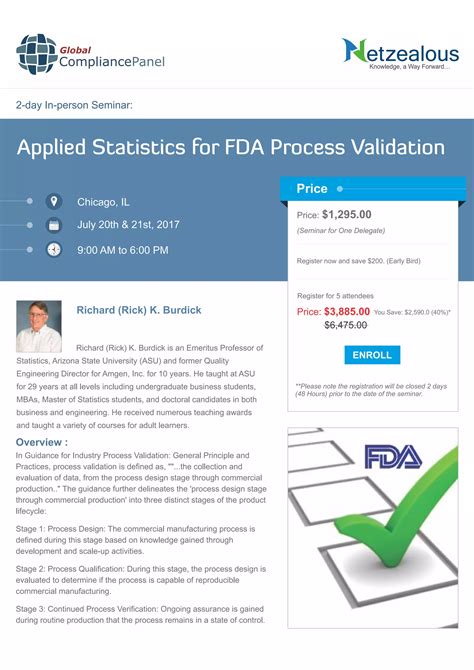 Applied Statistics For Fda Process Validation PDF