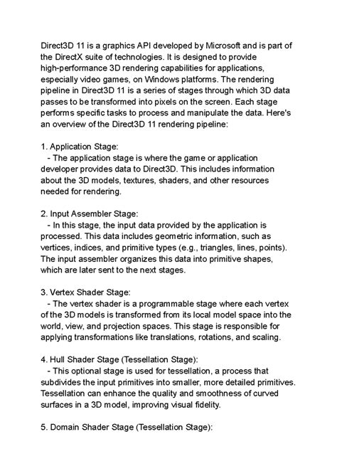 direct 3d 11 rendering pipeline direct3d 11 is a graphics api developed by microsoft and is