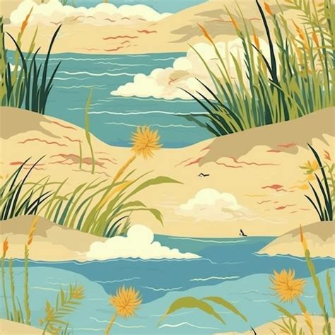 Premium Photo A Picture Of A Seamless Pattern Of A River And Grass