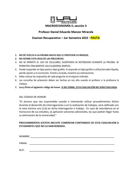 2022 1s Macroeconomía Ii Sec3 Examen Repechaje Pauta Pdf Tipo De Cambio La Política